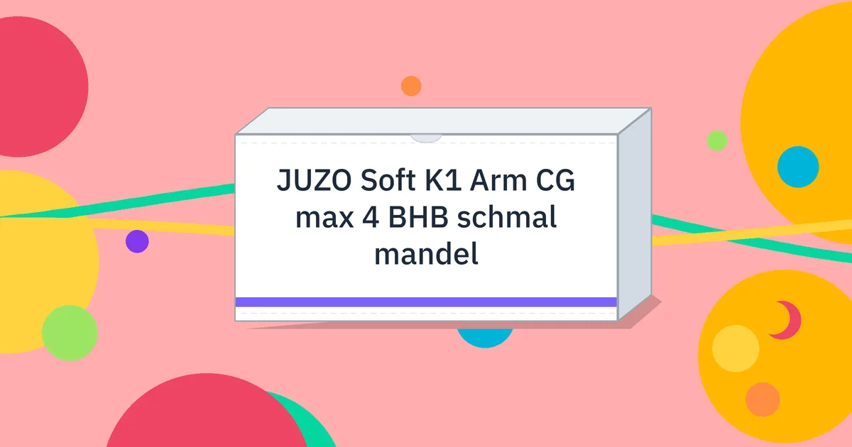 Symbolbild: Packung mit der Aufschrift JUZO Soft K1 Arm CG max 4 BHB schmal mandel (PZN 15509809) – Verfügbarkeit und Bezug in Apotheken in Frankfurt am Main
