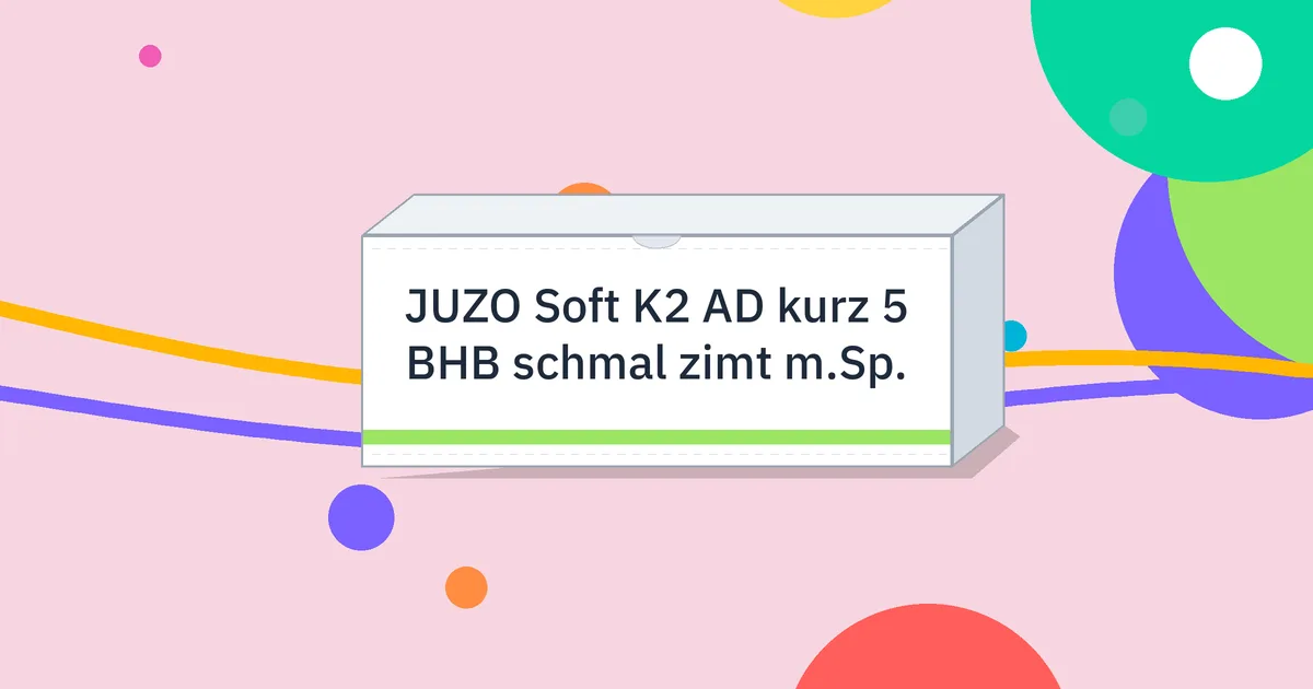 Symbolbild: Packung mit der Aufschrift JUZO Soft K2 AD kurz 5 BHB schmal zimt m.Sp. (PZN 15465638) – Verfügbarkeit und Bezug in Apotheken in Frankfurt am Main