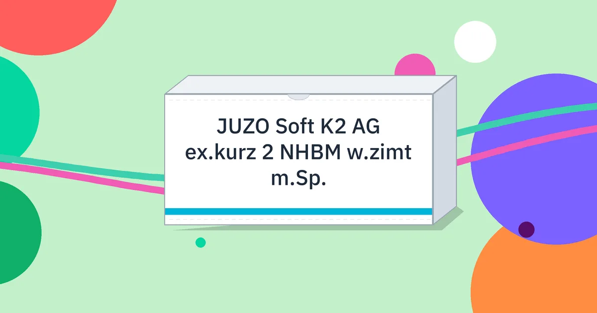 Symbolbild: Packung mit der Aufschrift JUZO Soft K2 AG ex.kurz 2 NHBM w.zimt m.Sp. (PZN 15021829) – Verfügbarkeit und Bezug in Apotheken in Frankfurt am Main