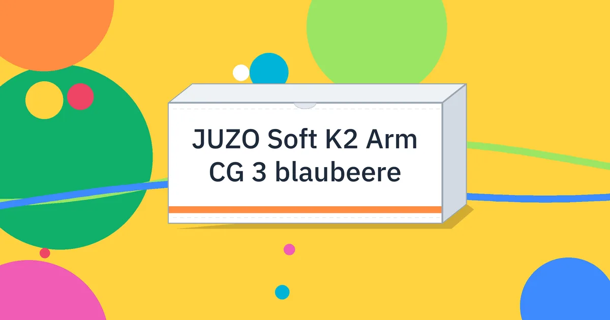 Symbolbild: Packung mit der Aufschrift JUZO Soft K2 Arm CG 3 blaubeere (PZN 15512214) – Verfügbarkeit und Bezug in Apotheken in Frankfurt am Main