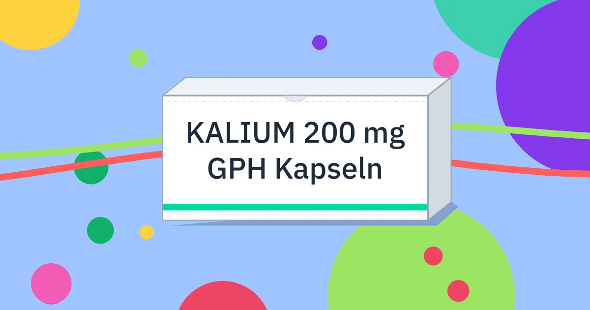 Symbolbild: Packung mit der Aufschrift KALIUM 200 mg GPH Kapseln (PZN 00894799) – Verfügbarkeit und Bezug in Apotheken in Frankfurt am Main