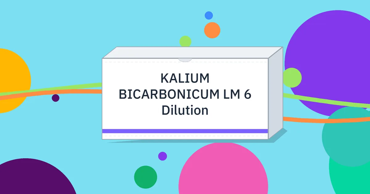 Symbolbild: Packung mit der Aufschrift KALIUM BICARBONICUM LM 6 Dilution (PZN 13783386) – Verfügbarkeit und Bezug in Apotheken in Frankfurt am Main