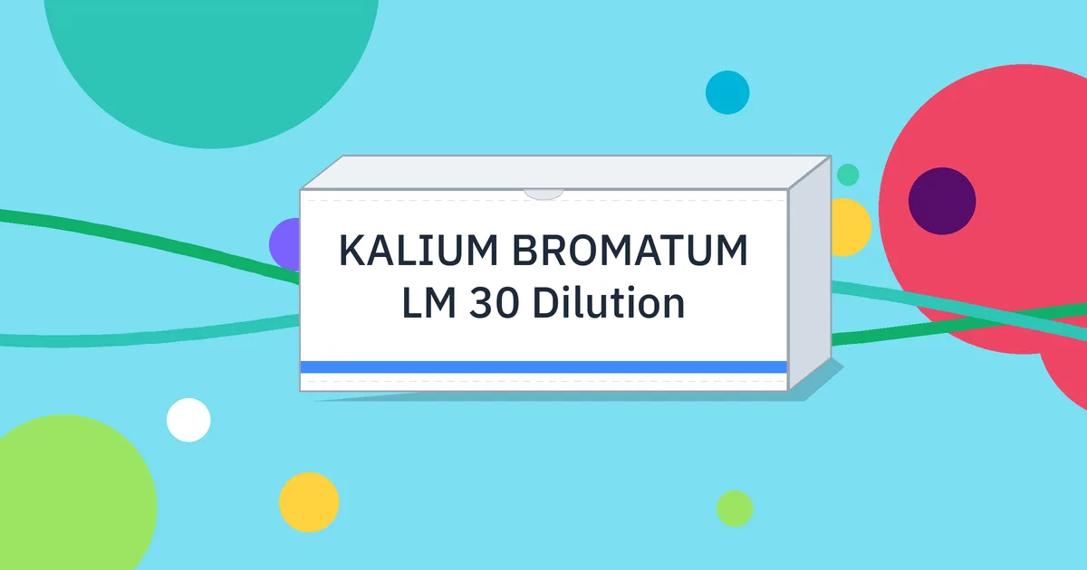 Symbolbild: Packung mit der Aufschrift KALIUM BROMATUM LM 30 Dilution (PZN 12918074) – Verfügbarkeit und Bezug in Apotheken in Frankfurt am Main