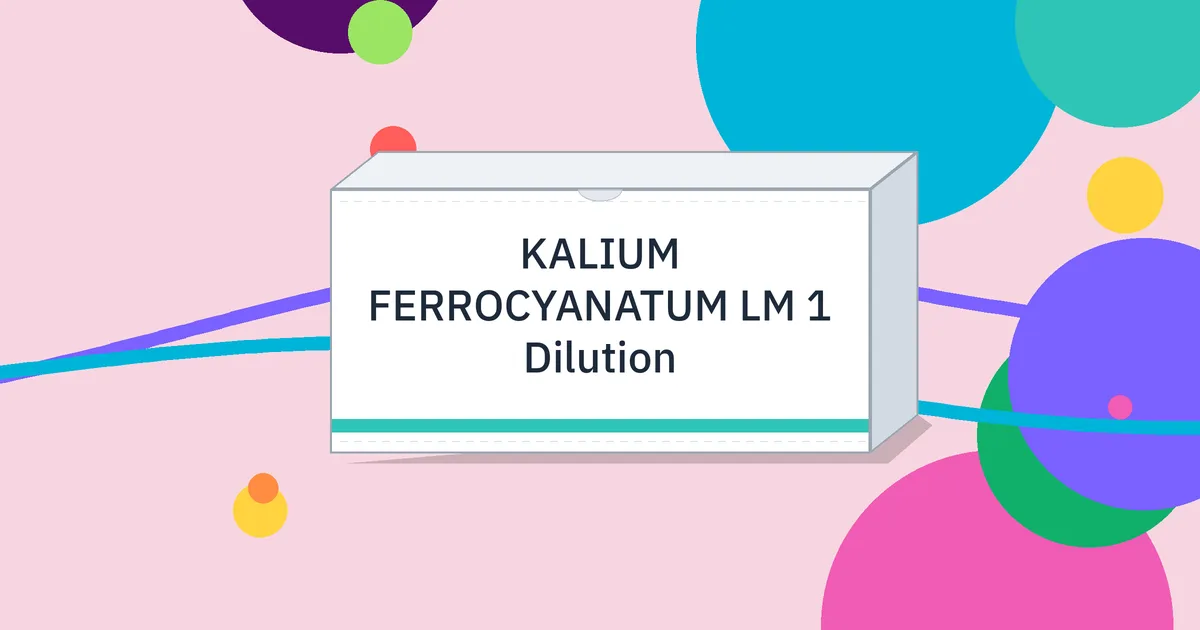 Symbolbild: Packung mit der Aufschrift KALIUM FERROCYANATUM LM 1 Dilution (PZN 12920912) – Verfügbarkeit und Bezug in Apotheken in Frankfurt am Main