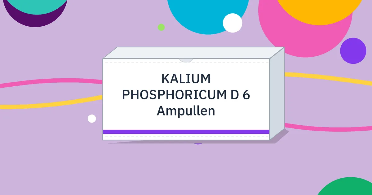 Symbolbild: Packung mit der Aufschrift KALIUM PHOSPHORICUM D 6 Ampullen (PZN 11706772) – Verfügbarkeit und Bezug in Apotheken in Frankfurt am Main