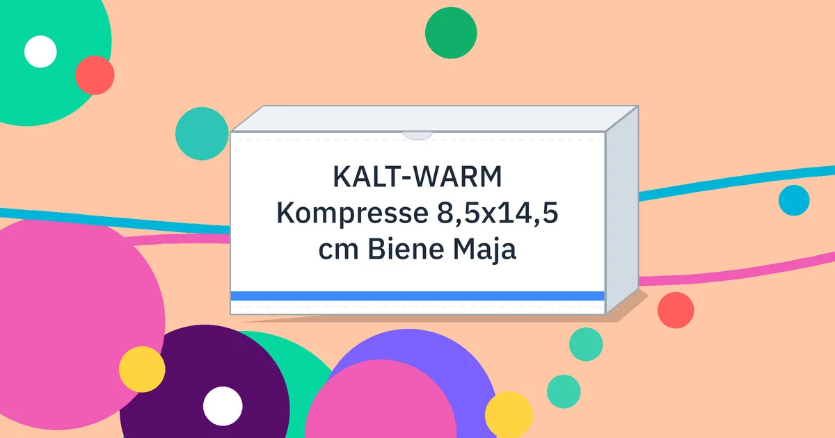 Symbolbild: Packung mit der Aufschrift KALT-WARM Kompresse 8,5x14,5 cm Biene Maja (PZN 19857996) – Verfügbarkeit und Bezug in Apotheken in Frankfurt am Main