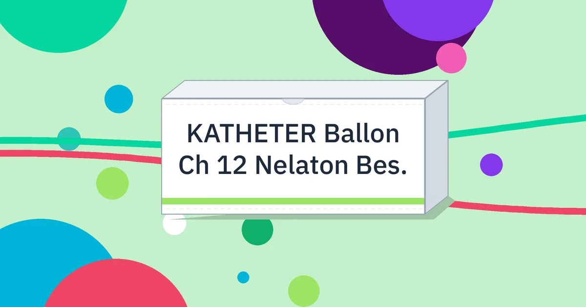 Symbolbild: Packung mit der Aufschrift KATHETER Ballon Ch 12 Nelaton Bes. (PZN 02441228) – Verfügbarkeit und Bezug in Apotheken in Frankfurt am Main