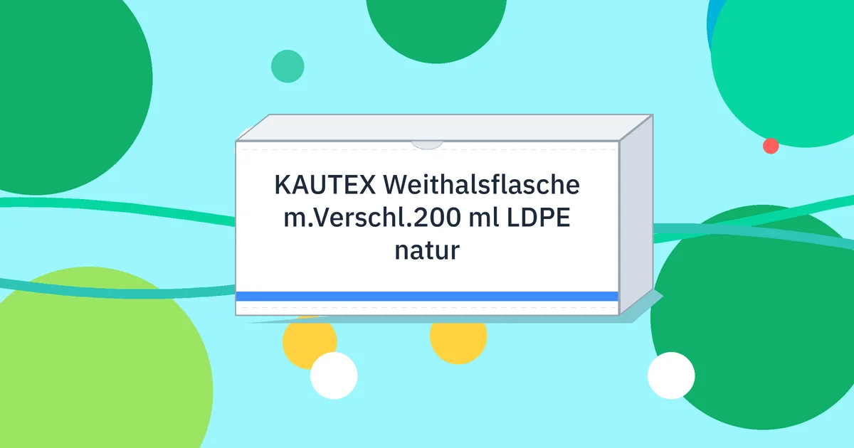 Symbolbild: Packung mit der Aufschrift KAUTEX Weithalsflasche m.Verschl.200 ml LDPE natur (PZN 18187921) – Verfügbarkeit und Bezug in Apotheken in Frankfurt am Main
