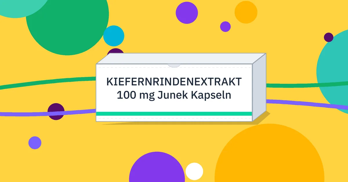 Symbolbild: Packung mit der Aufschrift KIEFERNRINDENEXTRAKT 100 mg Junek Kapseln (PZN 03532594) – Verfügbarkeit und Bezug in Apotheken in Frankfurt am Main