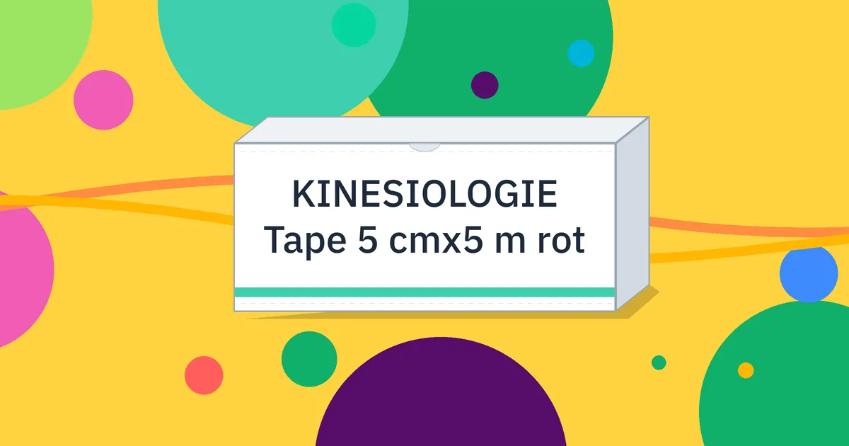 Symbolbild: Packung mit der Aufschrift KINESIOLOGIE Tape 5 cmx5 m rot (PZN 09494305) – Verfügbarkeit und Bezug in Apotheken in Frankfurt am Main