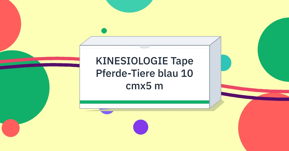 Symbolbild: Packung mit der Aufschrift KINESIOLOGIE Tape Pferde-Tiere blau 10 cmx5 m (PZN 16152640) – Verfügbarkeit und Bezug in Apotheken in Frankfurt am Main