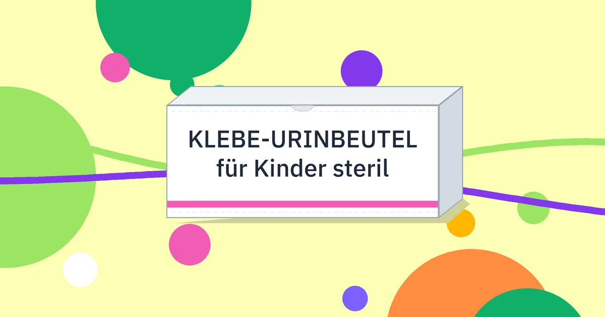Symbolbild: Packung mit der Aufschrift KLEBE-URINBEUTEL für Kinder steril (PZN 09920742) – Verfügbarkeit und Bezug in Apotheken in Frankfurt am Main