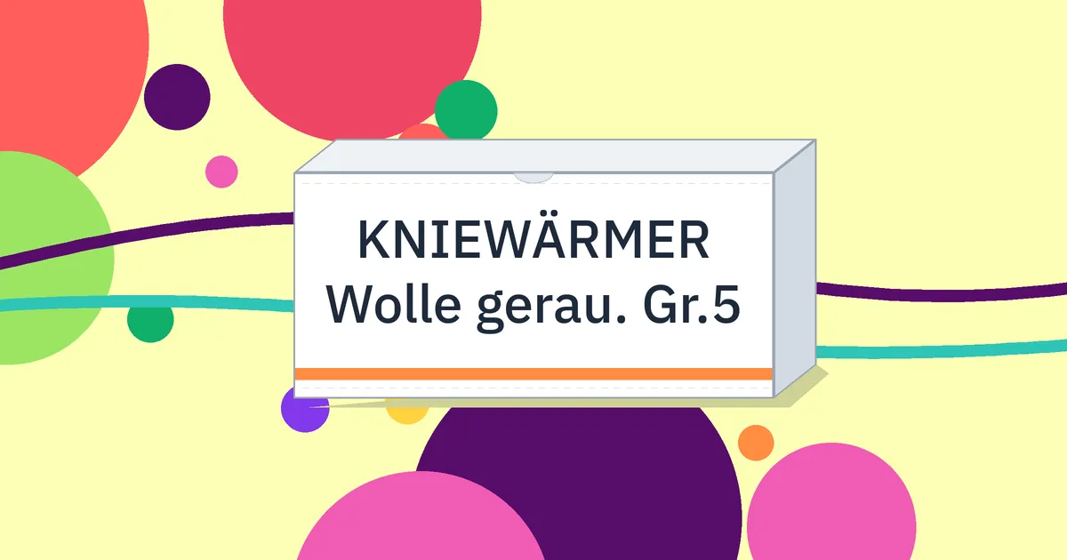 Symbolbild: Packung mit der Aufschrift KNIEWÄRMER Wolle gerau. Gr.5 (PZN 02008750) – Verfügbarkeit und Bezug in Apotheken in Frankfurt am Main