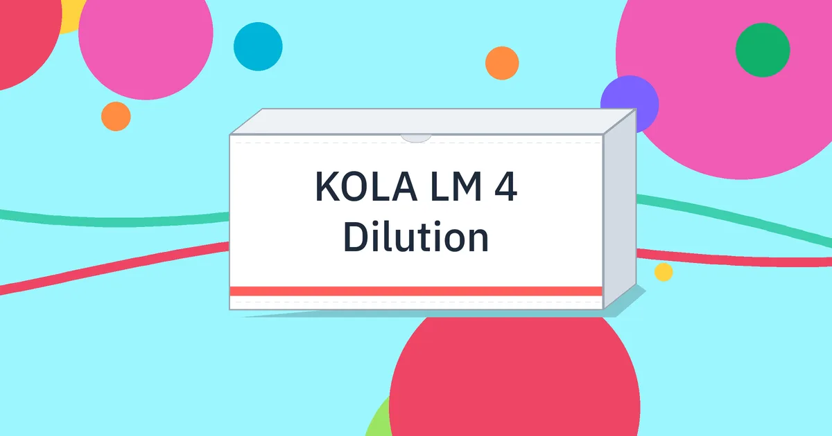 Symbolbild: Packung mit der Aufschrift KOLA LM 4 Dilution (PZN 13519324) – Verfügbarkeit und Bezug in Apotheken in Frankfurt am Main