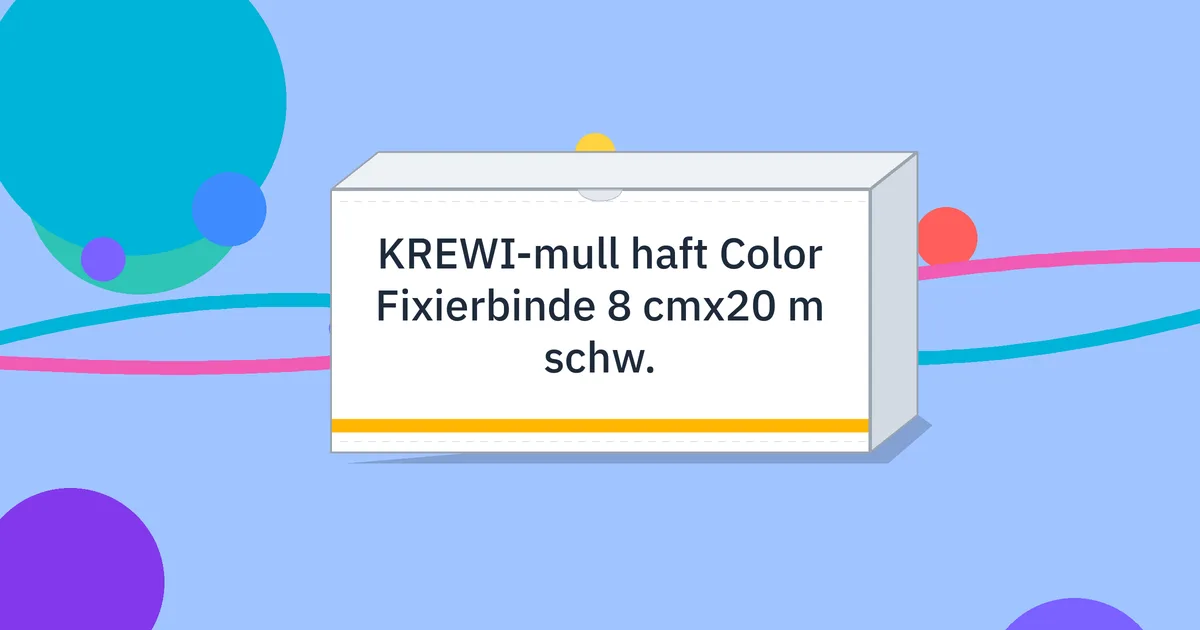 Symbolbild: Packung mit der Aufschrift KREWI-mull haft Color Fixierbinde 8 cmx20 m schw. (PZN 11339032) – Verfügbarkeit und Bezug in Apotheken in Frankfurt am Main