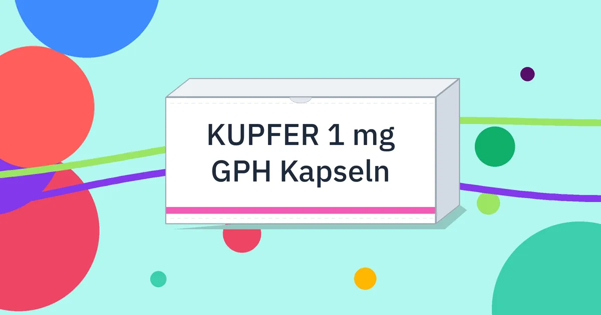 Symbolbild: Packung mit der Aufschrift KUPFER 1 mg GPH Kapseln (PZN 01569216) – Verfügbarkeit und Bezug in Apotheken in Frankfurt am Main