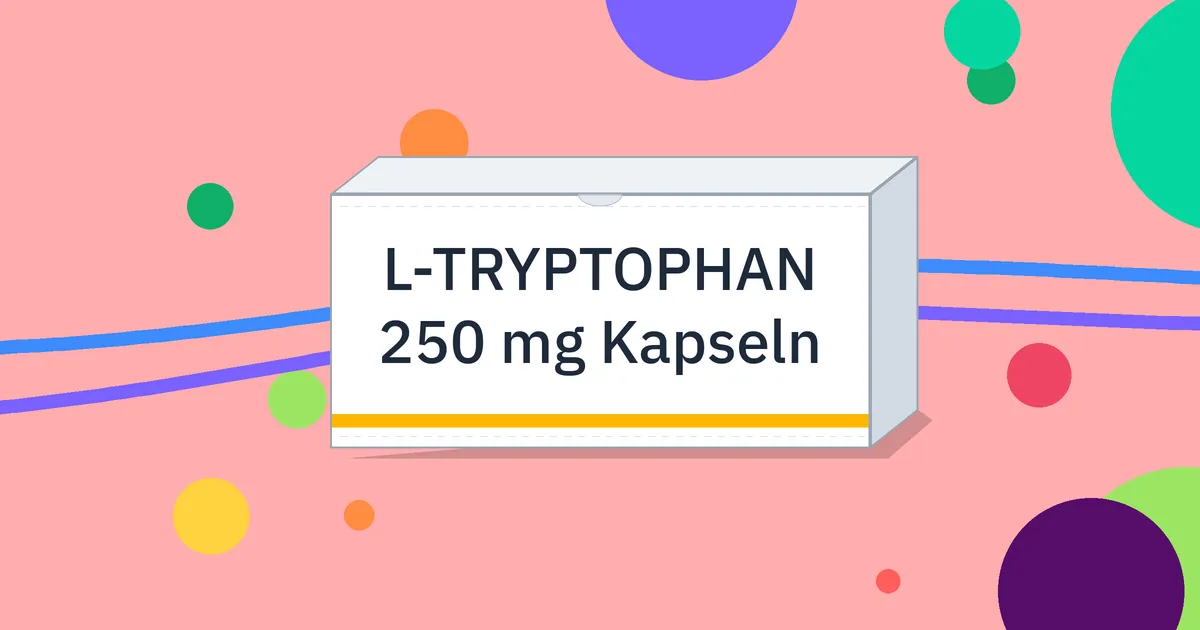 Symbolbild: Packung mit der Aufschrift L-TRYPTOPHAN 250 mg Kapseln (PZN 02718138) – Verfügbarkeit und Bezug in Apotheken in Frankfurt am Main
