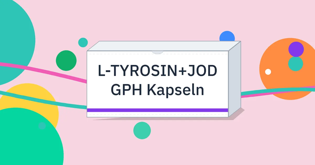 Symbolbild: Packung mit der Aufschrift L-TYROSIN+JOD GPH Kapseln (PZN 07350884) – Verfügbarkeit und Bezug in Apotheken in Frankfurt am Main