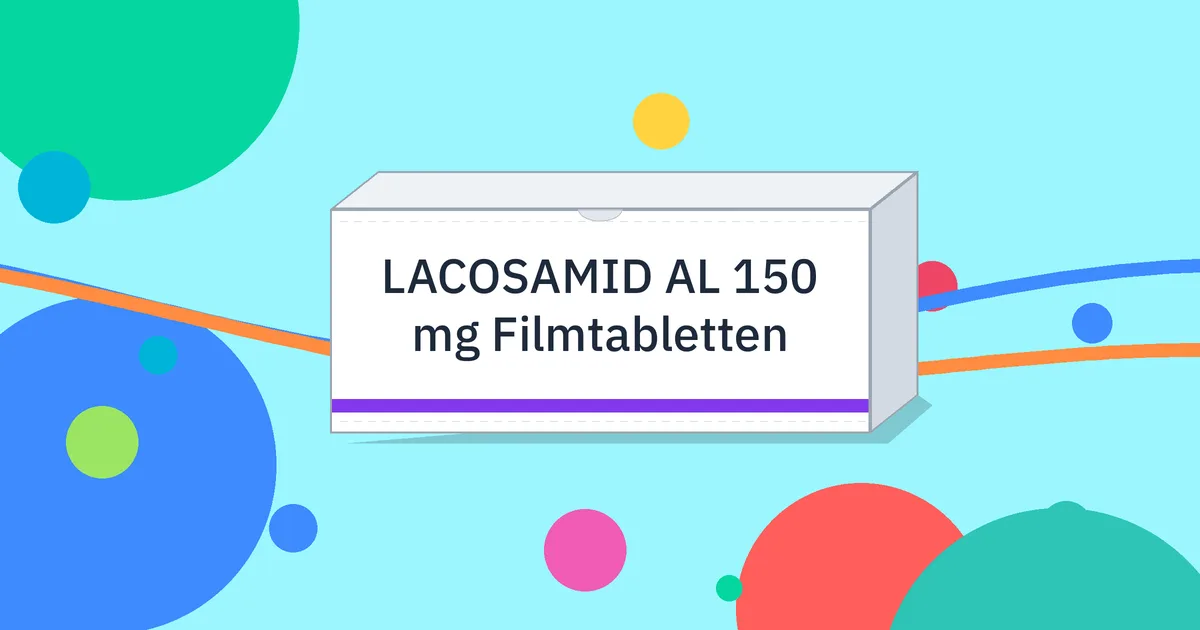 Symbolbild: Packung mit der Aufschrift LACOSAMID AL 150 mg Filmtabletten (PZN 17877026) – Verfügbarkeit und Bezug in Apotheken in Frankfurt am Main