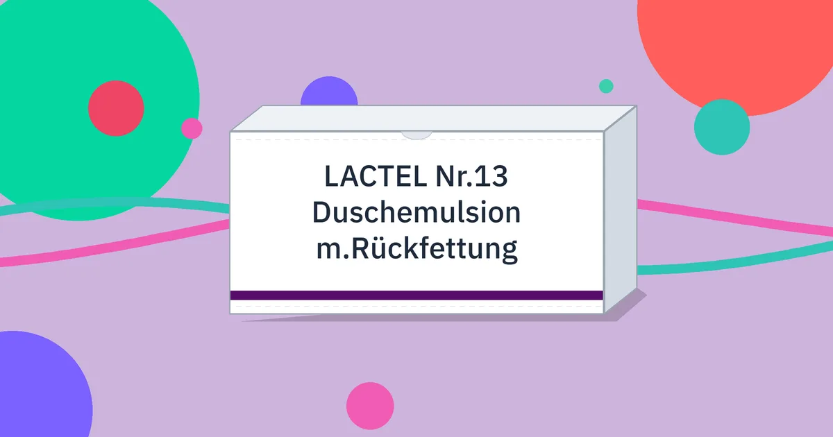 Symbolbild: Packung mit der Aufschrift LACTEL Nr.13 Duschemulsion m.Rückfettung (PZN 04408324) – Verfügbarkeit und Bezug in Apotheken in Frankfurt am Main