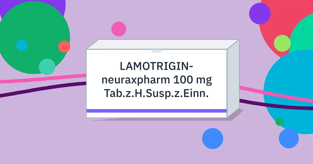 Symbolbild: Packung mit der Aufschrift LAMOTRIGIN-neuraxpharm 100 mg Tab.z.H.Susp.z.Einn. (PZN 00938456) – Verfügbarkeit und Bezug in Apotheken in Frankfurt am Main