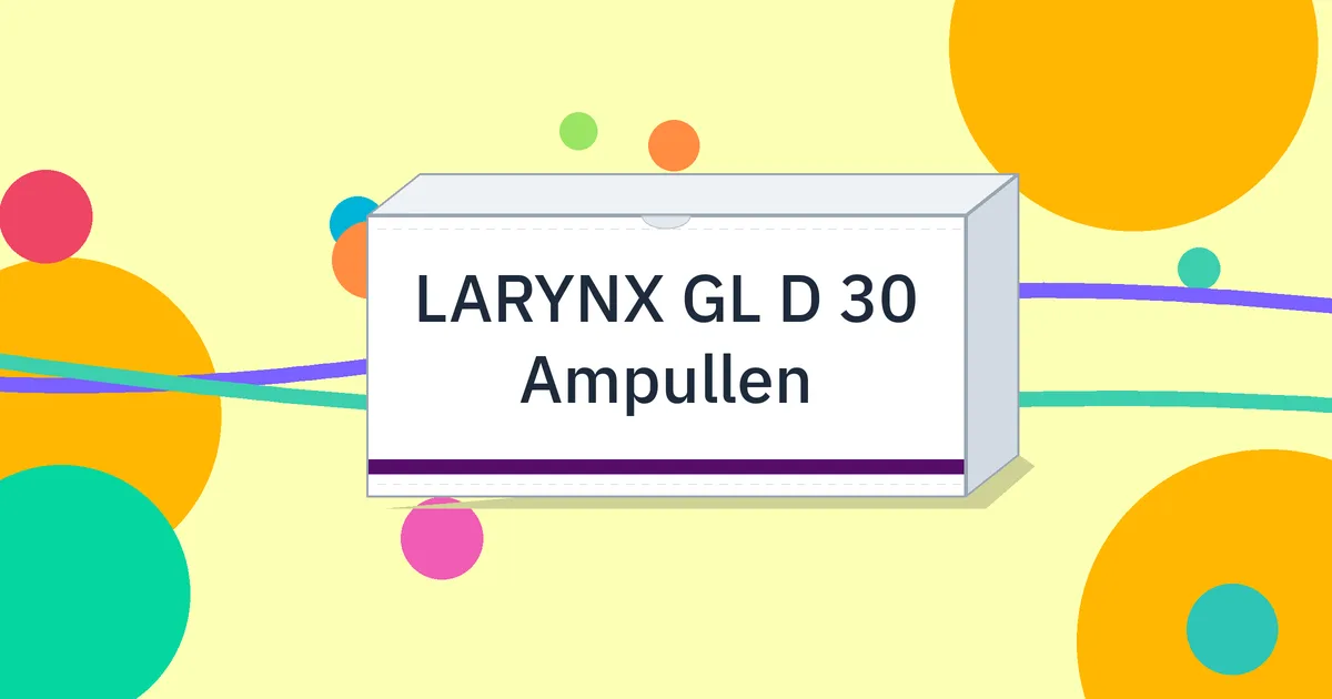 Symbolbild: Packung mit der Aufschrift LARYNX GL D 30 Ampullen (PZN 02880815) – Verfügbarkeit und Bezug in Apotheken in Frankfurt am Main