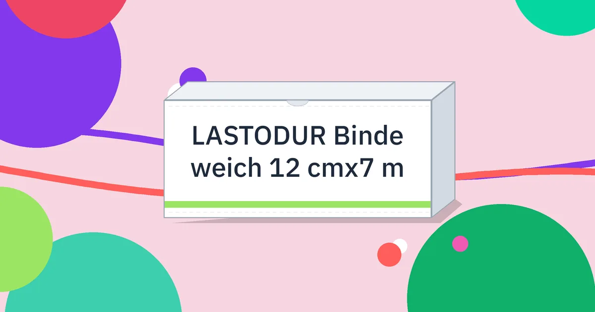 Symbolbild: Packung mit der Aufschrift LASTODUR Binde weich 12 cmx7 m (PZN 00614311) – Verfügbarkeit und Bezug in Apotheken in Frankfurt am Main