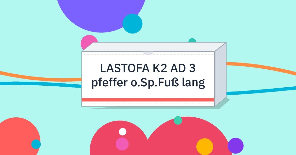 Symbolbild: Packung mit der Aufschrift LASTOFA K2 AD 3 pfeffer o.Sp.Fuß lang (PZN 14147273) – Verfügbarkeit und Bezug in Apotheken in Frankfurt am Main