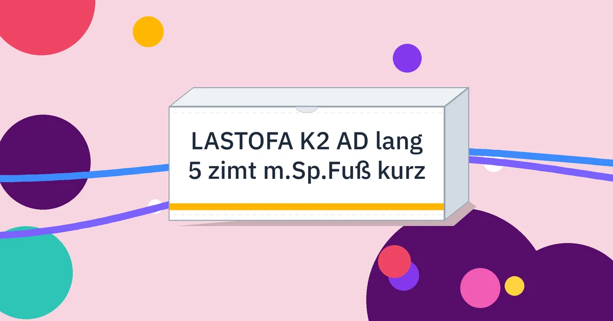 Symbolbild: Packung mit der Aufschrift LASTOFA K2 AD lang 5 zimt m.Sp.Fuß kurz (PZN 13800914) – Verfügbarkeit und Bezug in Apotheken in Frankfurt am Main