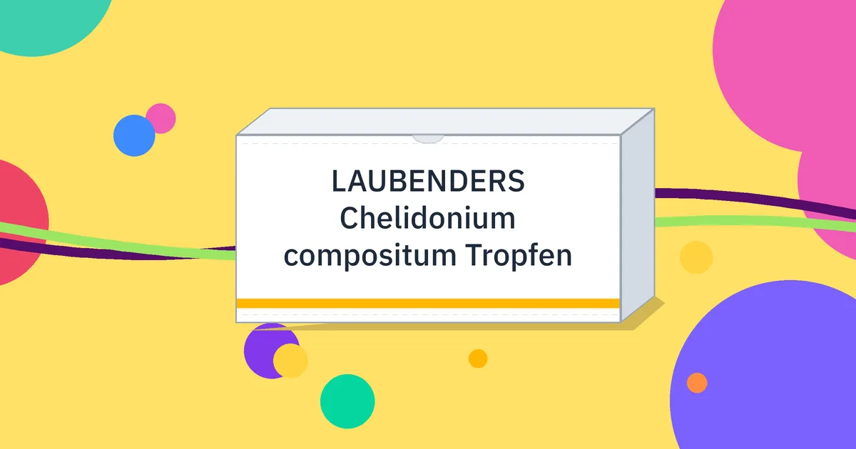 Symbolbild: Packung mit der Aufschrift LAUBENDERS Chelidonium compositum Tropfen (PZN 07218133) – Verfügbarkeit und Bezug in Apotheken in Frankfurt am Main