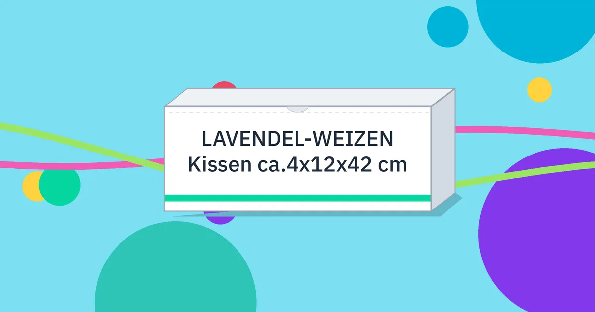 Symbolbild: Packung mit der Aufschrift LAVENDEL-WEIZEN Kissen ca.4x12x42 cm (PZN 20421287) – Verfügbarkeit und Bezug in Apotheken in Frankfurt am Main
