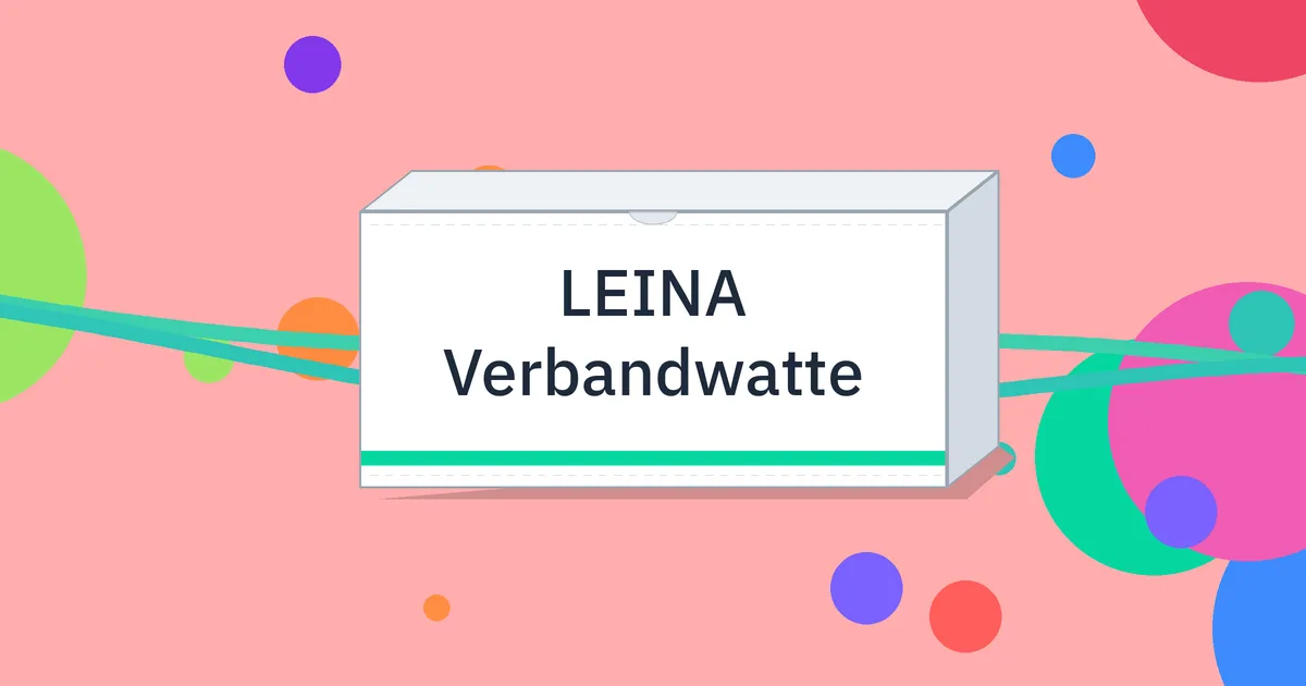 Symbolbild: Packung mit der Aufschrift LEINA Verbandwatte (PZN 08716287) – Verfügbarkeit und Bezug in Apotheken in Frankfurt am Main