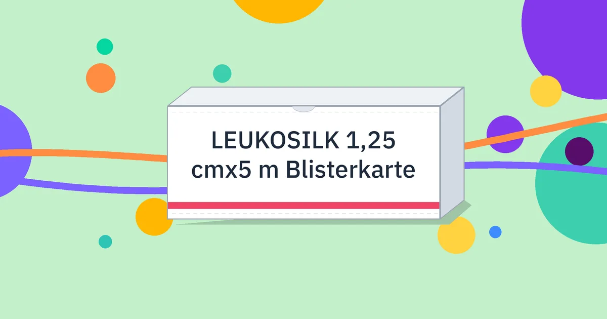 Symbolbild: Packung mit der Aufschrift LEUKOSILK 1,25 cmx5 m Blisterkarte (PZN 09920601) – Verfügbarkeit und Bezug in Apotheken in Frankfurt am Main
