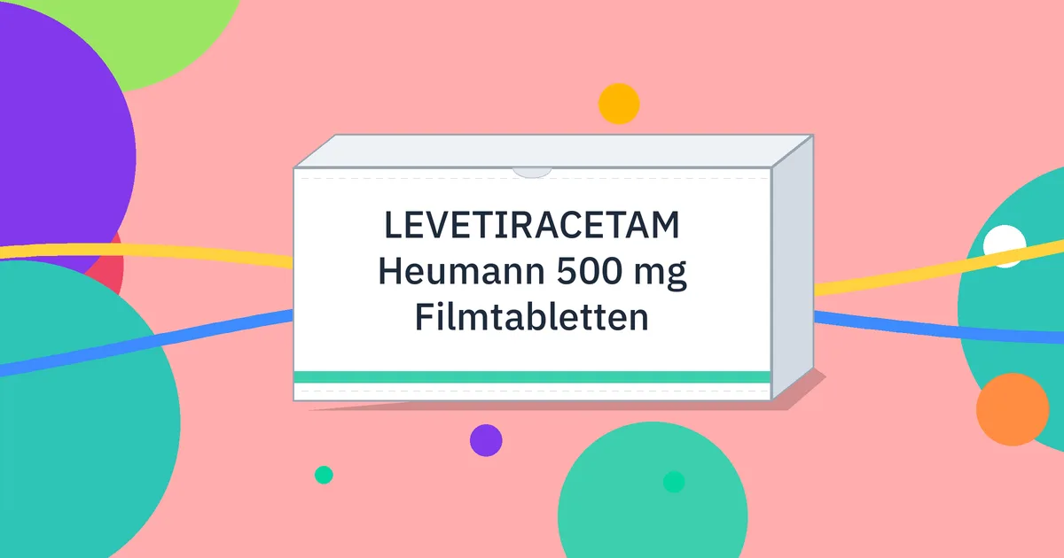 Symbolbild: Packung mit der Aufschrift LEVETIRACETAM Heumann 500 mg Filmtabletten (PZN 16138597) – Verfügbarkeit und Bezug in Apotheken in Frankfurt am Main