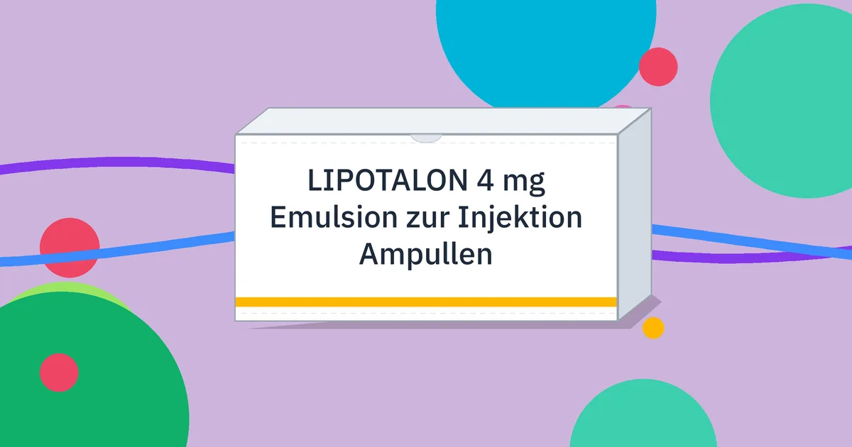 Symbolbild: Packung mit der Aufschrift LIPOTALON 4 mg Emulsion zur Injektion Ampullen (PZN 01467585) – Verfügbarkeit und Bezug in Apotheken in Frankfurt am Main