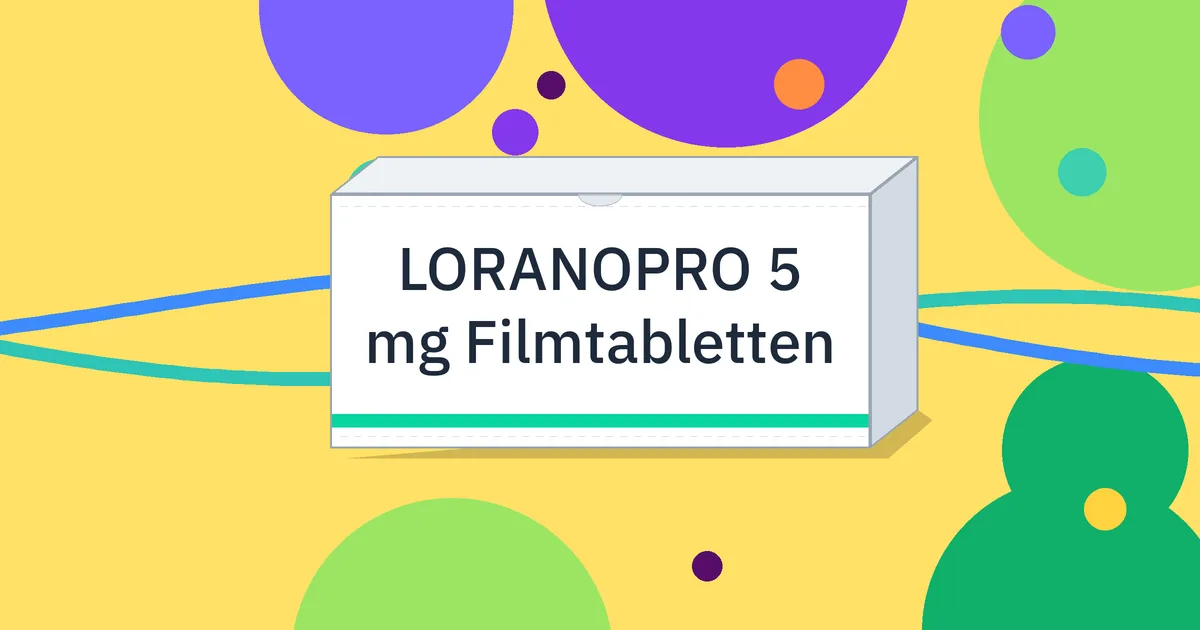 Symbolbild: Packung mit der Aufschrift LORANOPRO 5 mg Filmtabletten (PZN 13917734) – Verfügbarkeit und Bezug in Apotheken in Frankfurt am Main