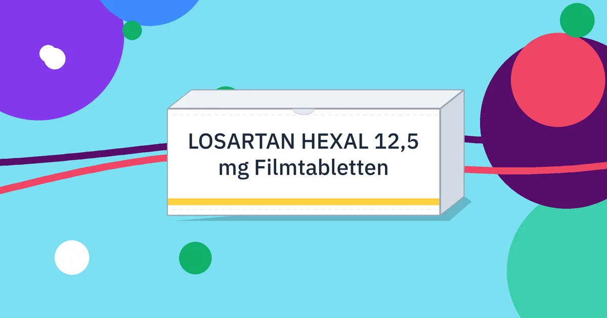 Symbolbild: Packung mit der Aufschrift LOSARTAN HEXAL 12,5 mg Filmtabletten (PZN 03308862) – Verfügbarkeit und Bezug in Apotheken in Frankfurt am Main