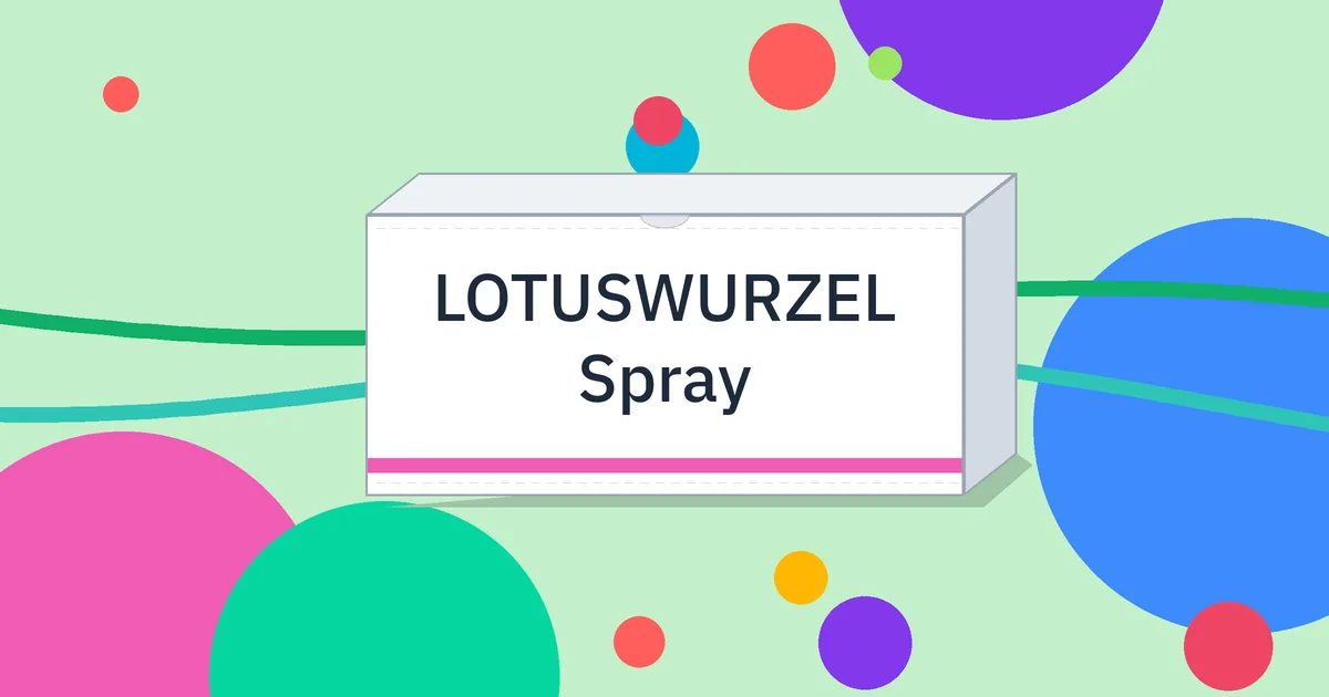 Symbolbild: Packung mit der Aufschrift LOTUSWURZEL Spray (PZN 11873820) – Verfügbarkeit und Bezug in Apotheken in Frankfurt am Main