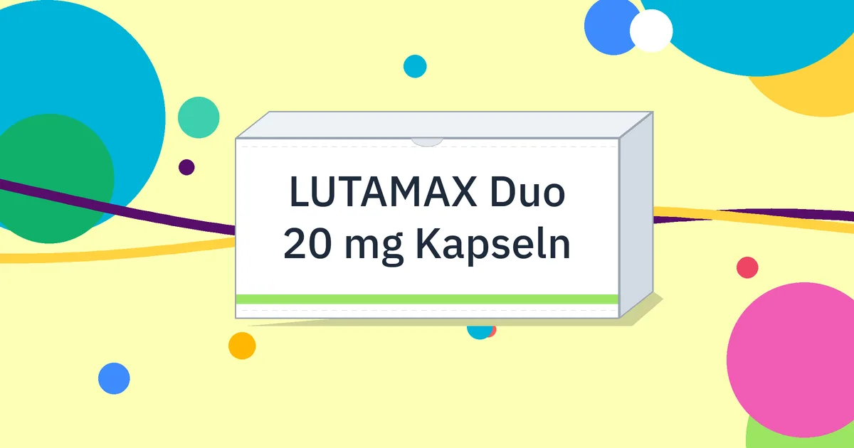 Symbolbild: Packung mit der Aufschrift LUTAMAX Duo 20 mg Kapseln (PZN 05118887) – Verfügbarkeit und Bezug in Apotheken in Frankfurt am Main