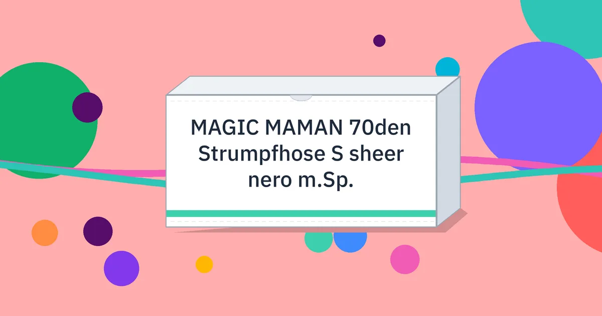 Symbolbild: Packung mit der Aufschrift MAGIC MAMAN 70den Strumpfhose S sheer nero m.Sp. (PZN 16190451) – Verfügbarkeit und Bezug in Apotheken in Frankfurt am Main