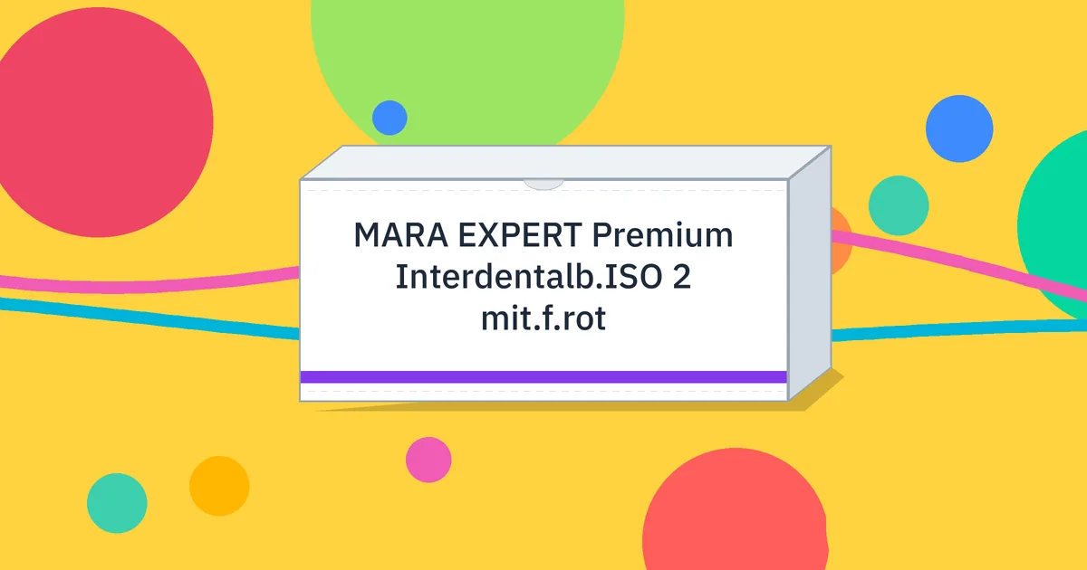 Symbolbild: Packung mit der Aufschrift MARA EXPERT Premium Interdentalb.ISO 2 mit.f.rot (PZN 14371786) – Verfügbarkeit und Bezug in Apotheken in Frankfurt am Main