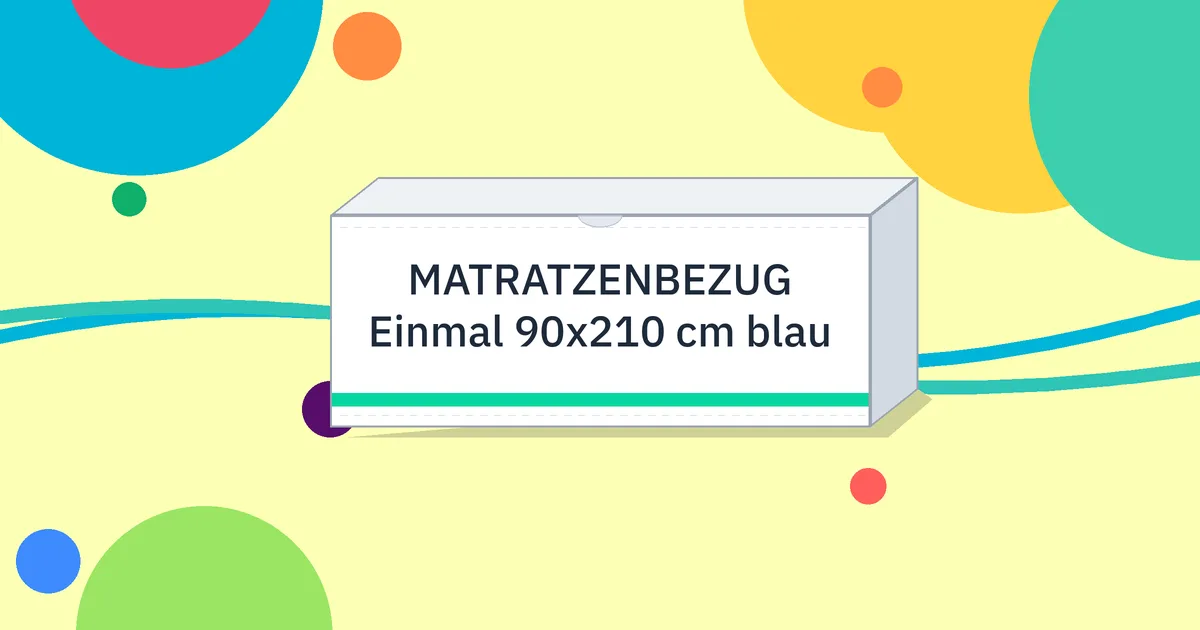Symbolbild: Packung mit der Aufschrift MATRATZENBEZUG Einmal 90x210 cm blau (PZN 13722640) – Verfügbarkeit und Bezug in Apotheken in Frankfurt am Main
