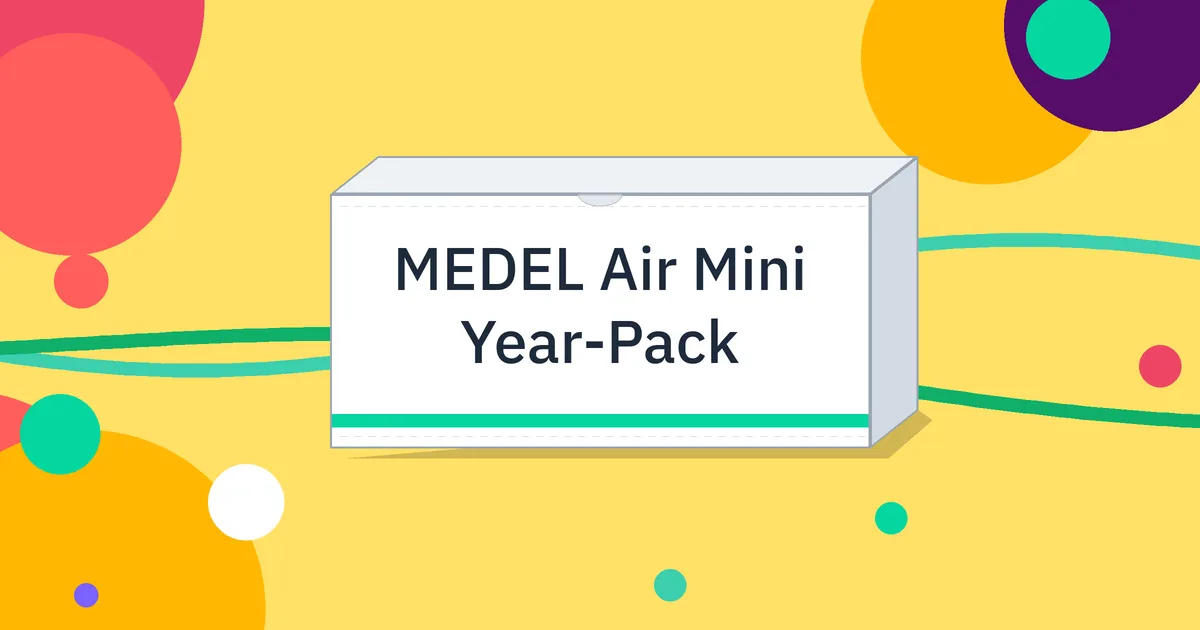 Symbolbild: Packung mit der Aufschrift MEDEL Air Mini Year-Pack (PZN 19472196) – Verfügbarkeit und Bezug in Apotheken in Frankfurt am Main