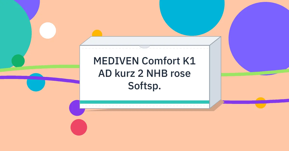 Symbolbild: Packung mit der Aufschrift MEDIVEN Comfort K1 AD kurz 2 NHB rose Softsp. (PZN 14556445) – Verfügbarkeit und Bezug in Apotheken in Frankfurt am Main