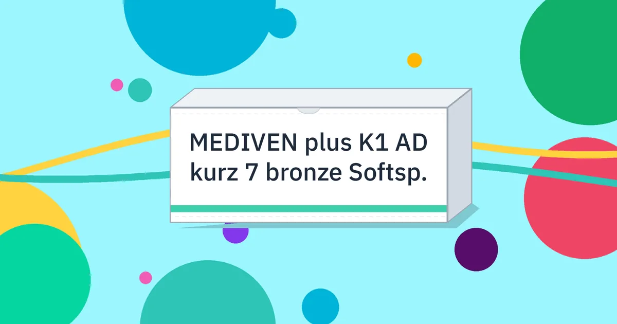 Symbolbild: Packung mit der Aufschrift MEDIVEN plus K1 AD kurz 7 bronze Softsp. (PZN 15044753) – Verfügbarkeit und Bezug in Apotheken in Frankfurt am Main