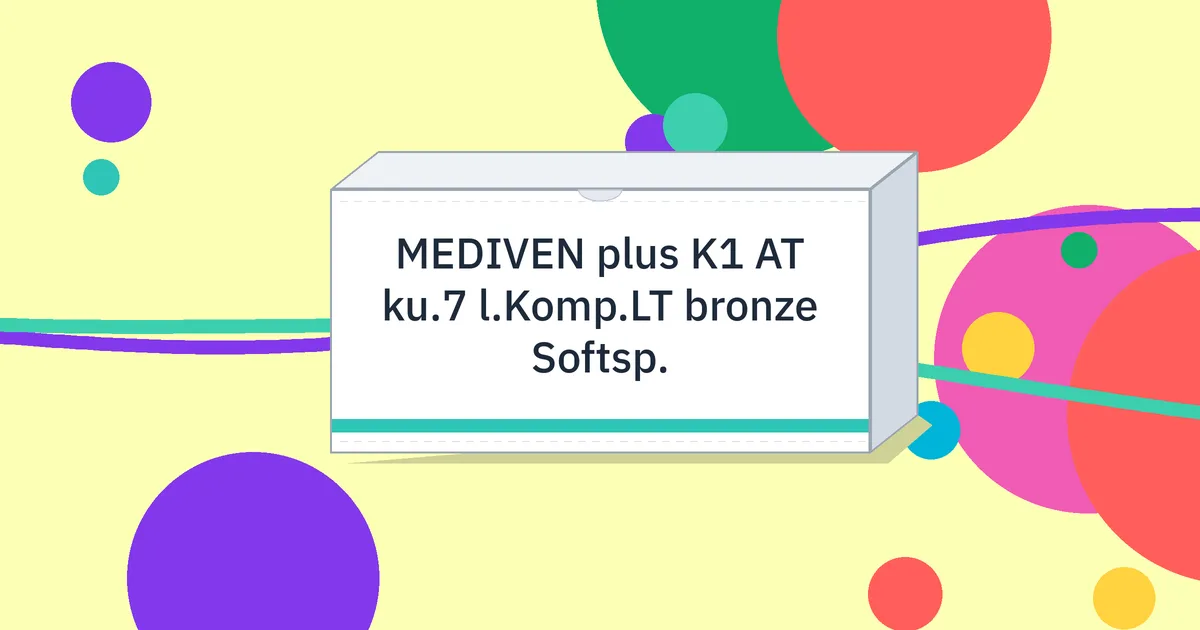 Symbolbild: Packung mit der Aufschrift MEDIVEN plus K1 AT ku.7 l.Komp.LT bronze Softsp. (PZN 15029825) – Verfügbarkeit und Bezug in Apotheken in Frankfurt am Main