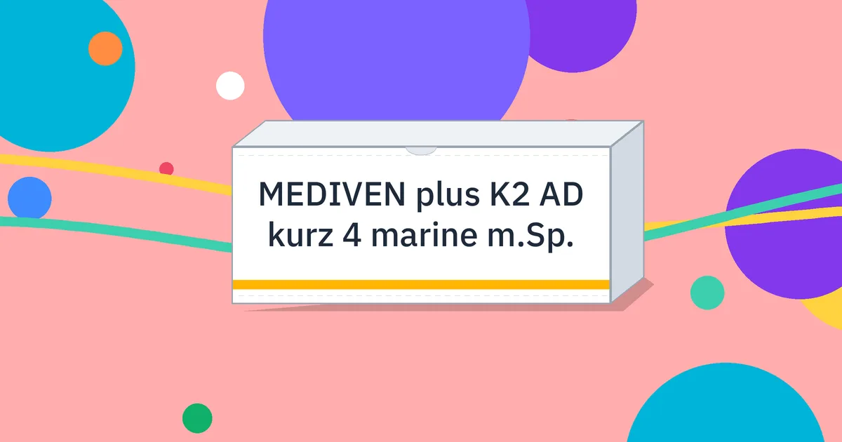 Symbolbild: Packung mit der Aufschrift MEDIVEN plus K2 AD kurz 4 marine m.Sp. (PZN 15096402) – Verfügbarkeit und Bezug in Apotheken in Frankfurt am Main