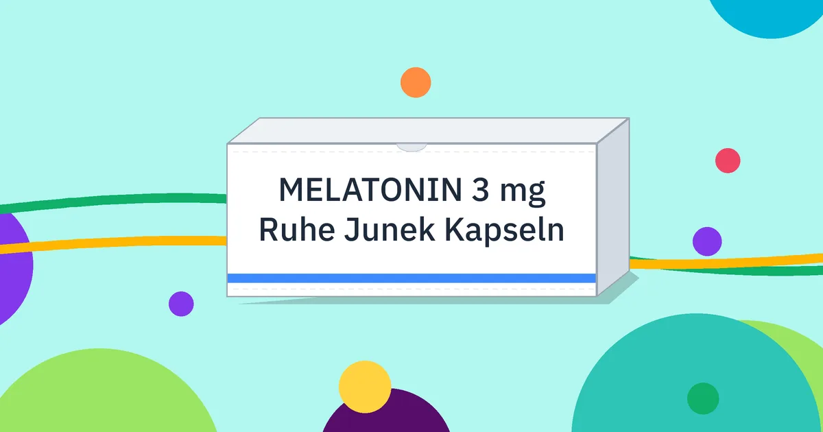 Symbolbild: Packung mit der Aufschrift MELATONIN 3 mg Ruhe Junek Kapseln (PZN 17900452) – Verfügbarkeit und Bezug in Apotheken in Frankfurt am Main