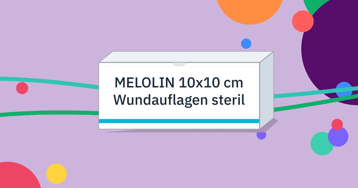 Symbolbild: Packung mit der Aufschrift MELOLIN 10x10 cm Wundauflagen steril (PZN 09488730) – Verfügbarkeit und Bezug in Apotheken in Frankfurt am Main