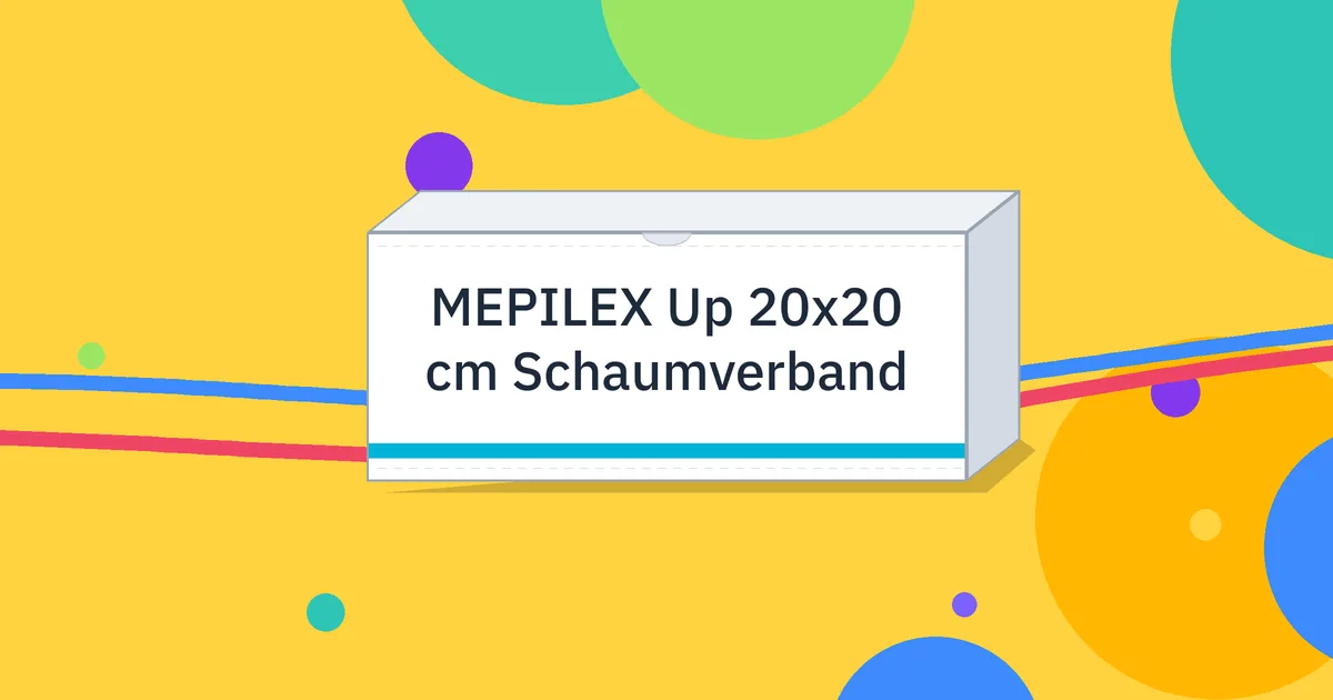 Symbolbild: Packung mit der Aufschrift MEPILEX Up 20x20 cm Schaumverband (PZN 20091045) – Verfügbarkeit und Bezug in Apotheken in Frankfurt am Main